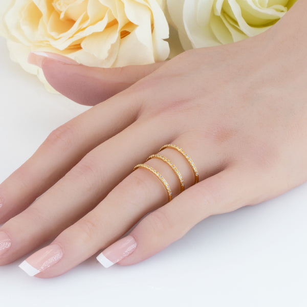 Dainty Layered Ring - 3 Layered Stacked Adjustable Ring Gift For Women ...
