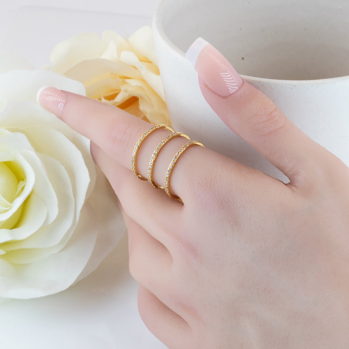 Dainty Layered Ring - 3 Layered Stacked Adjustable Ring Gift For Women ...