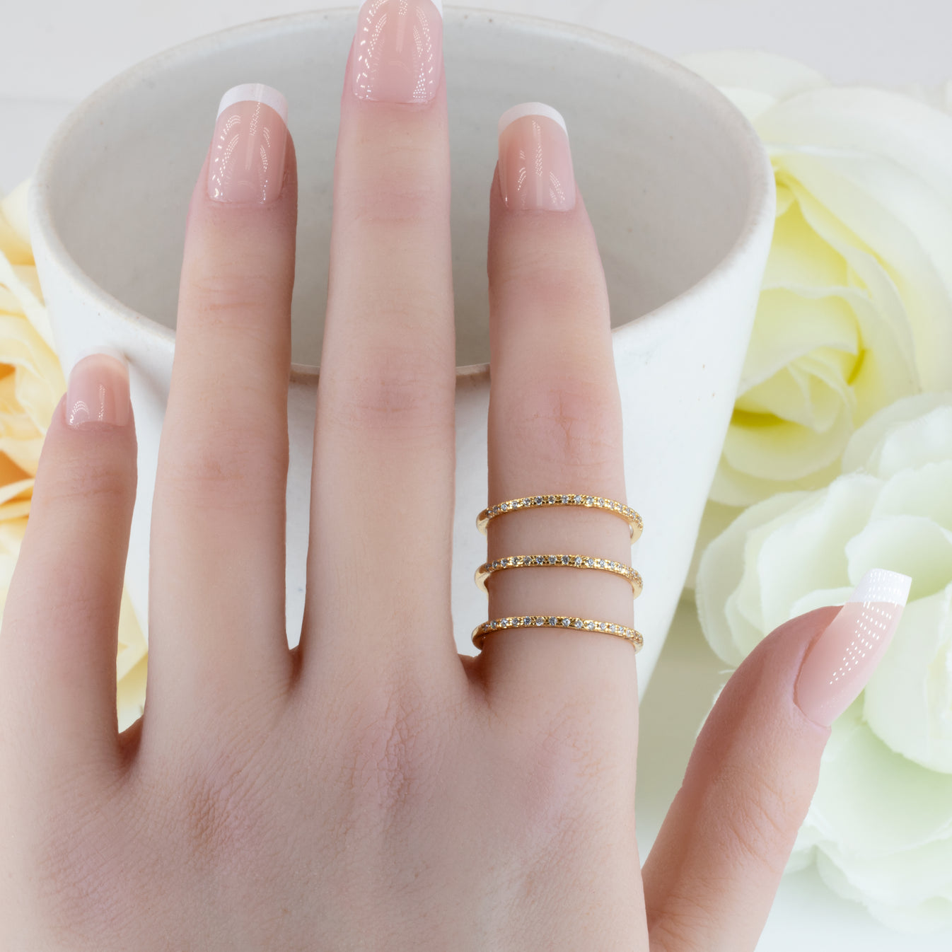 Dainty Layered Ring - 3 Layered Stacked Adjustable Ring Gift For Women ...