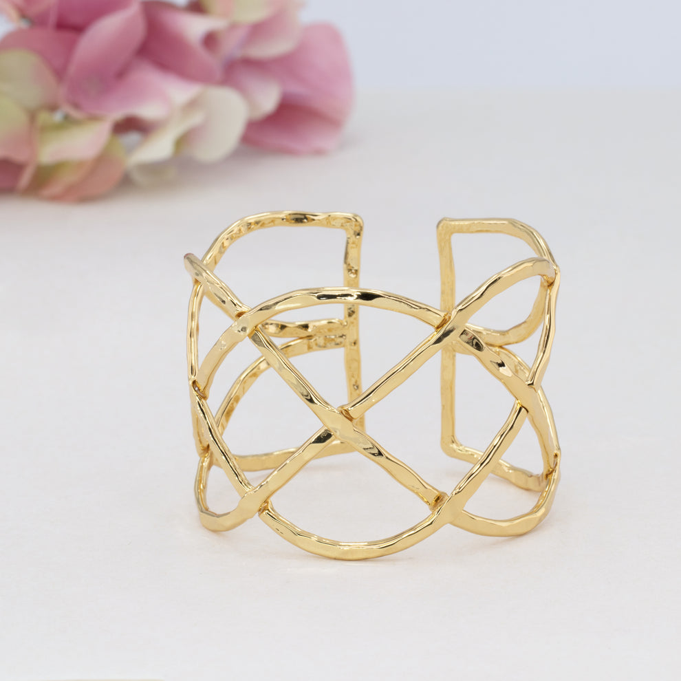 Woven Wire Cuff Bracelet - Wide Metal Adjustable Bangle For Women ...