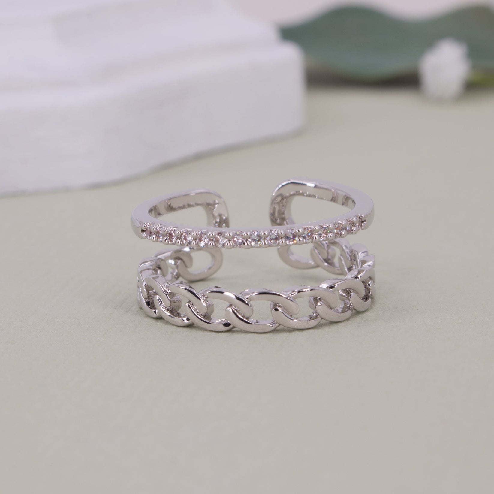 Double Layering Ring. Stacked Ring Cubic Zirconia Crystal Ring Choice ...